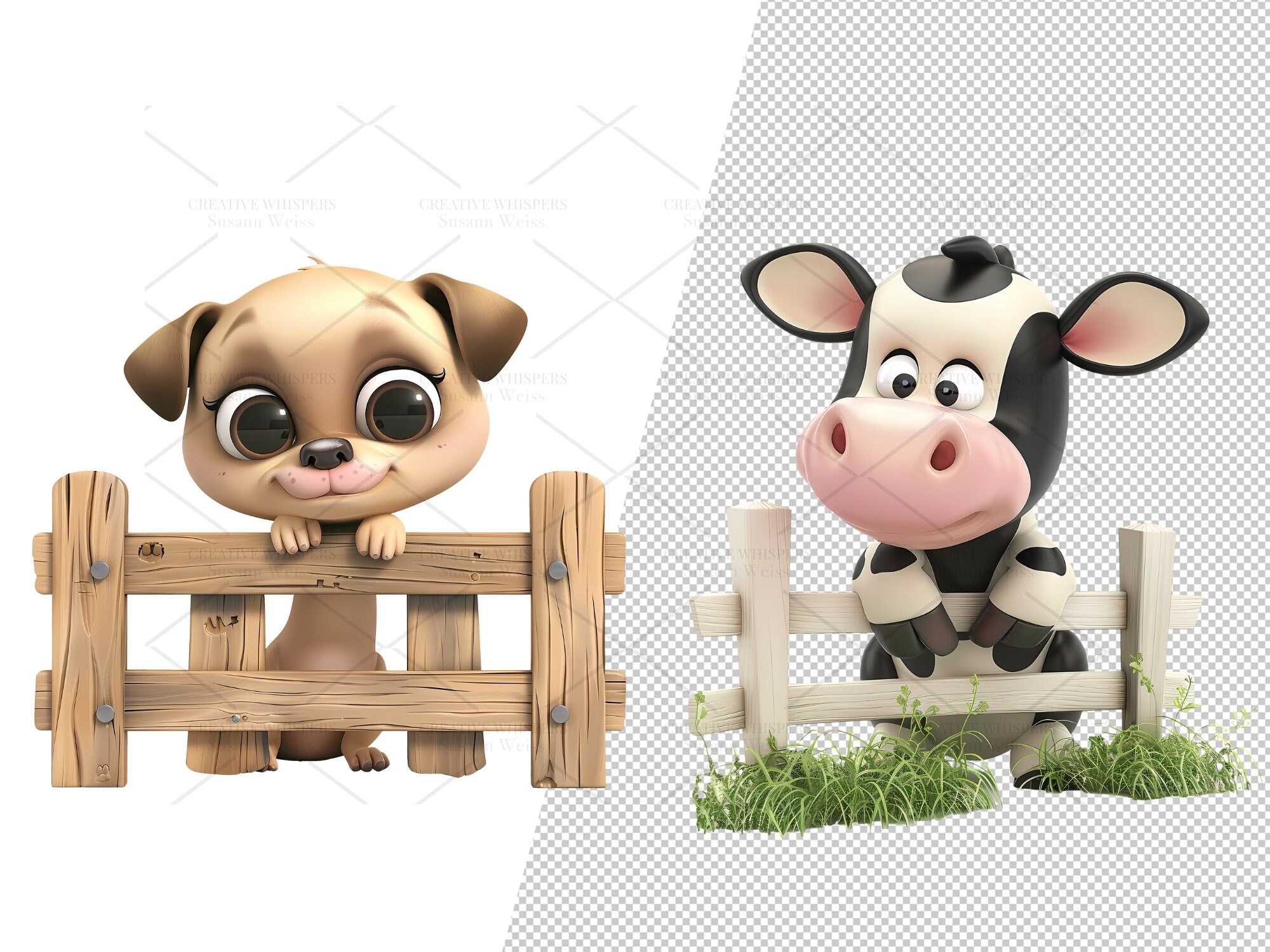 Cute Farm Animal 3d Clipart Bundle 10 High Quality Pngs, Journaling ...