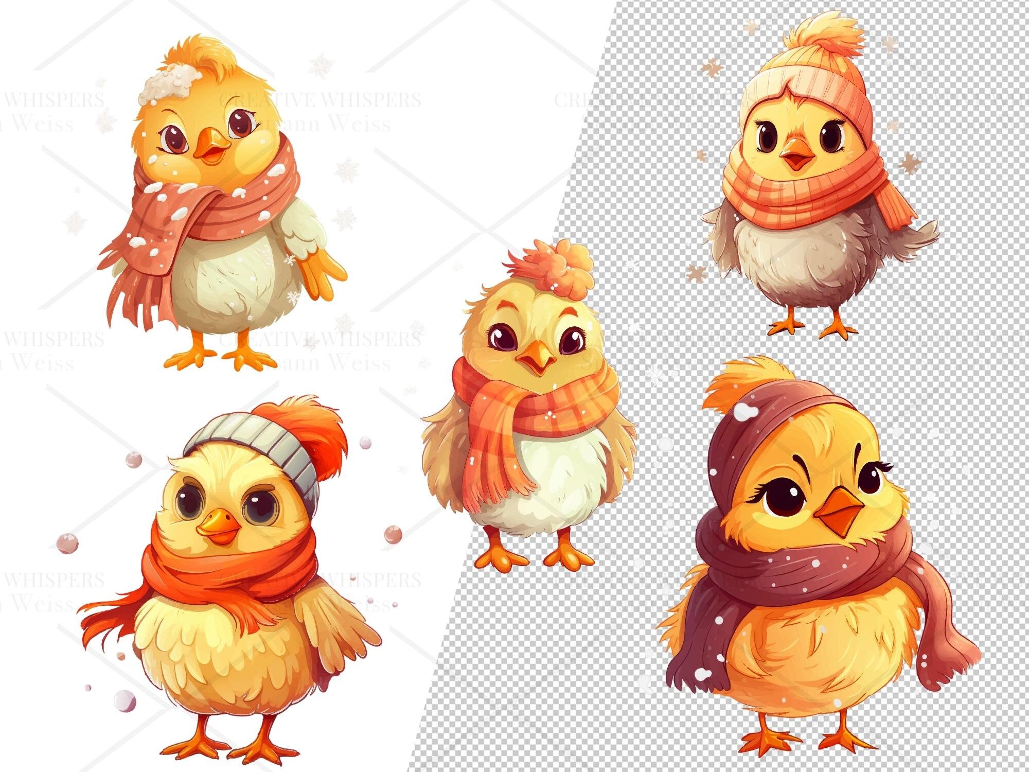 20 Cute Chicken Stickers Clipart Digital Downloads With - Etsy