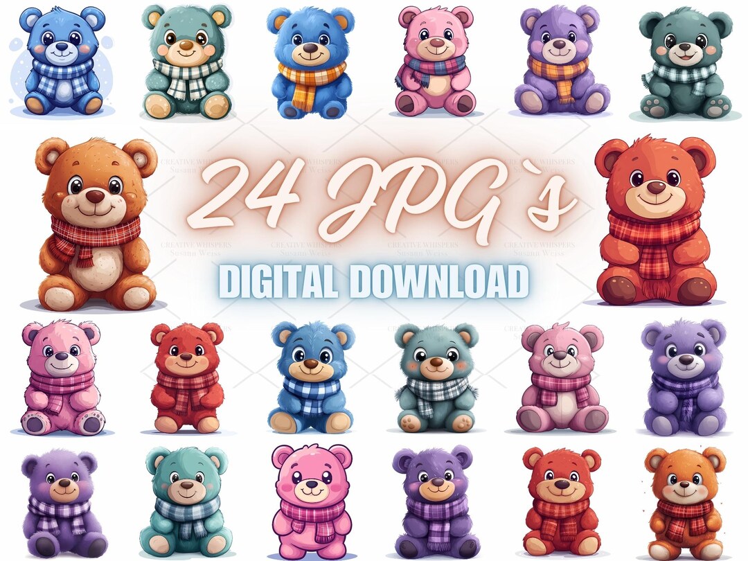 24 Illustration of a Cute Bear for Greeting Cards, Posters and ...