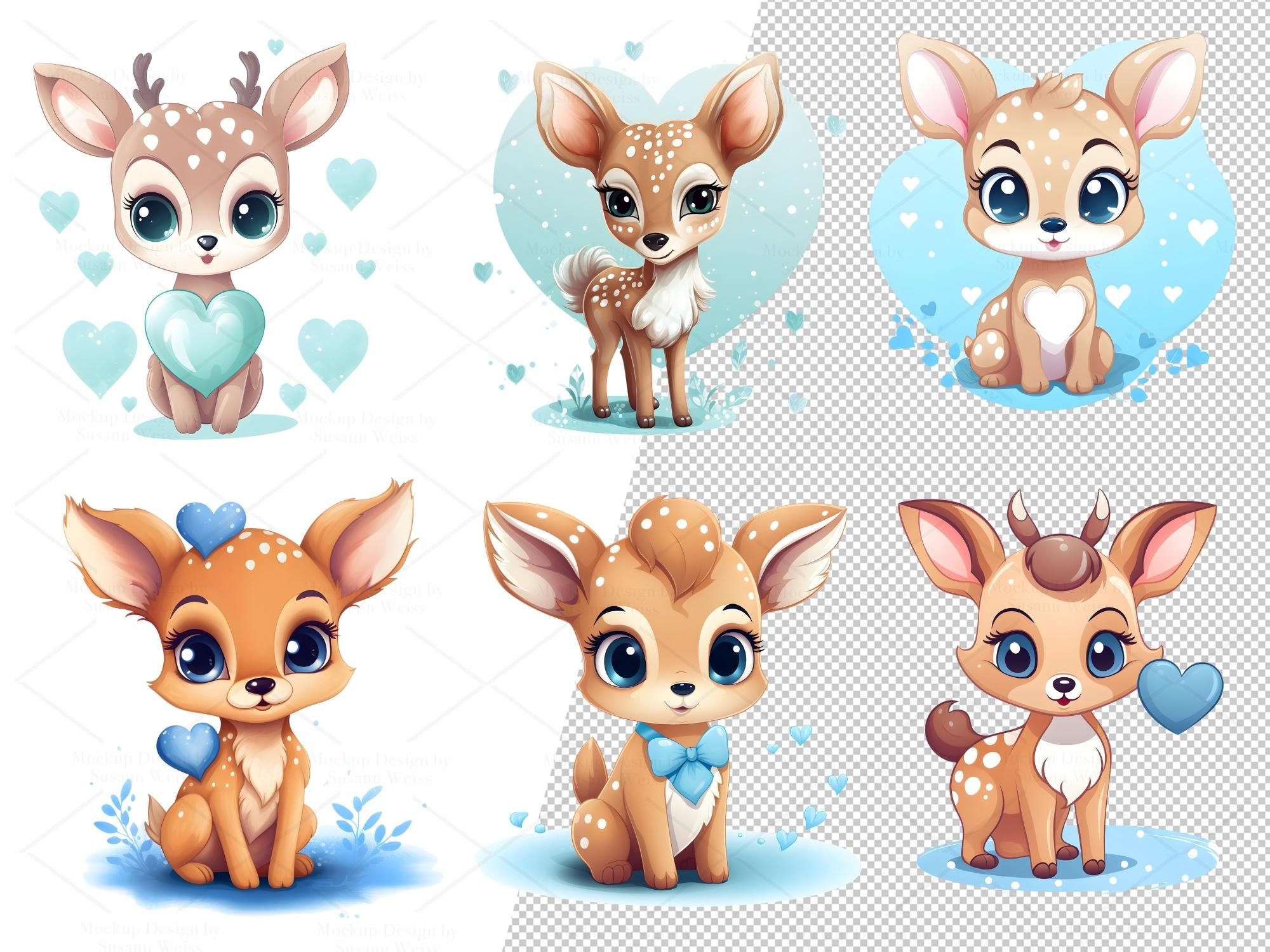 30 Digital Cute Fawn Clipart Set, Cute Fawn Sticker, Cute Fawn ...