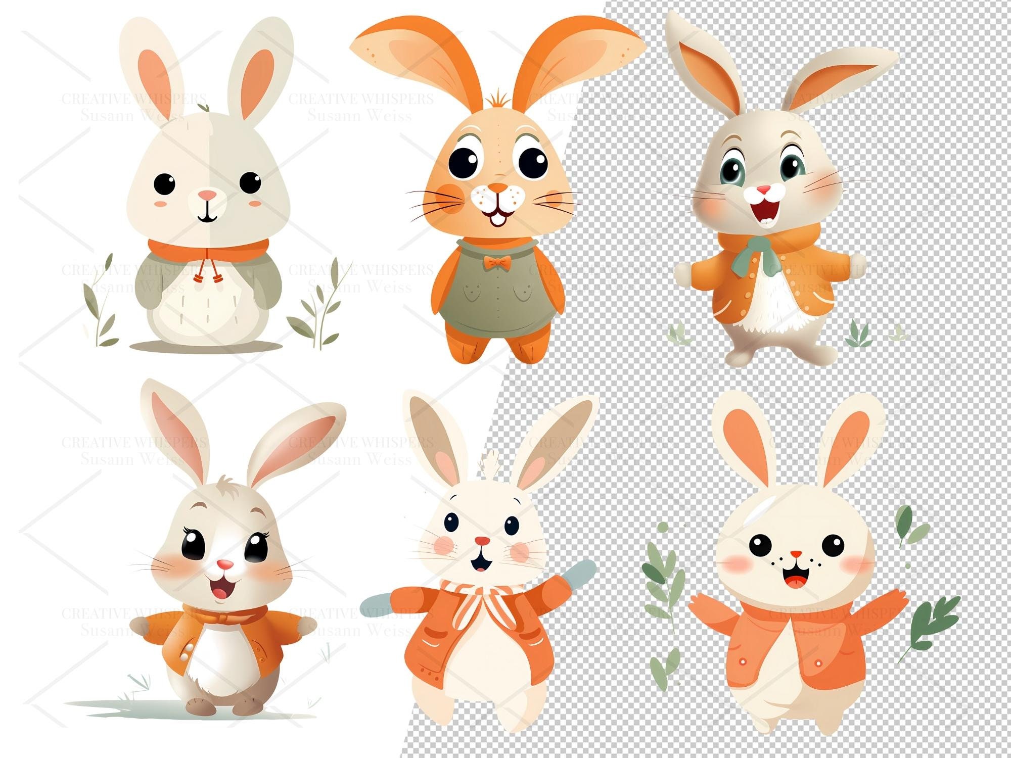 30 Digital Cute Rabbit Clip Art Set Cute Rabbit Sticker - Etsy