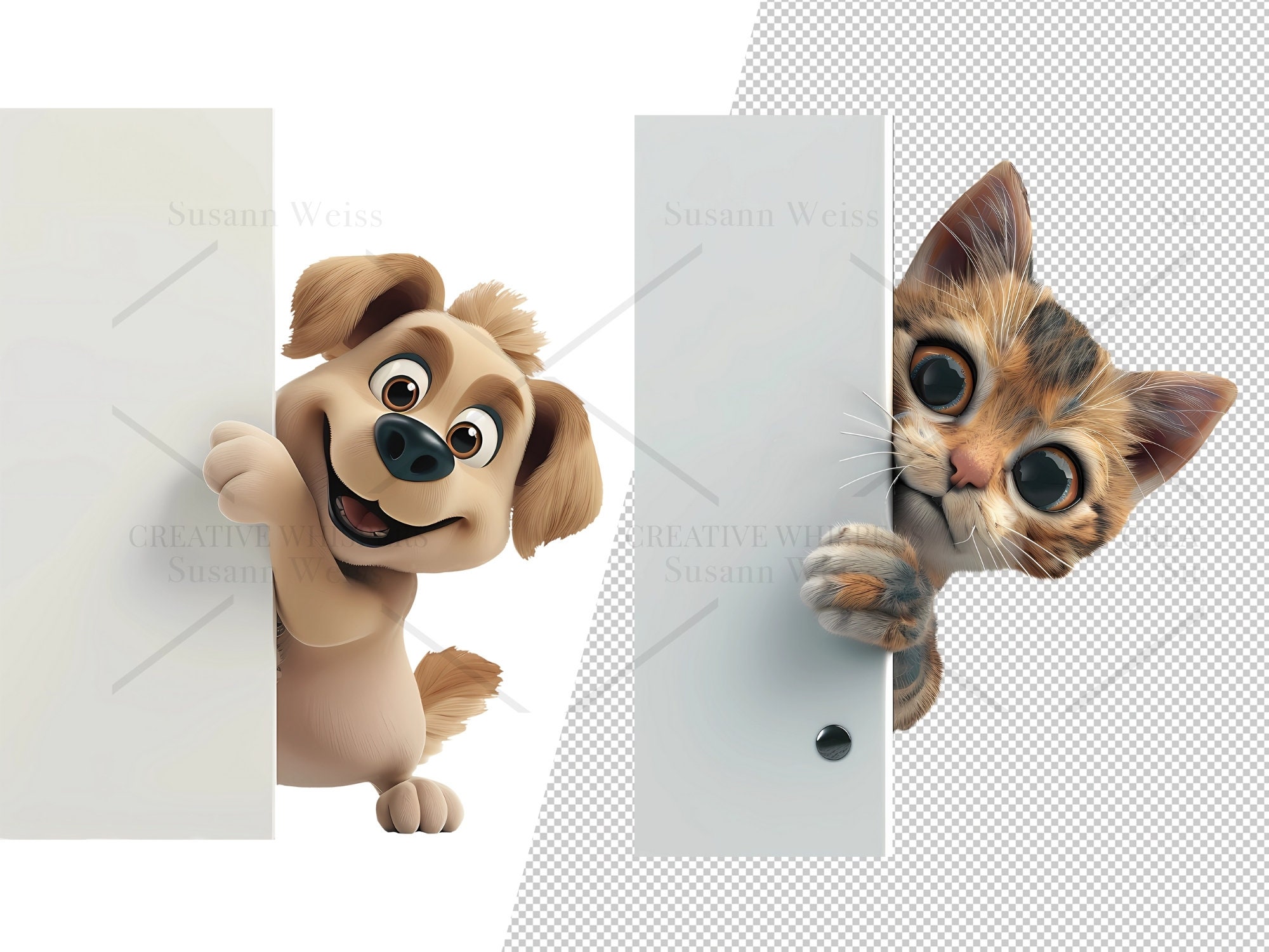 Cute Animal Peeking, Funny 3d Clipart Bundle 10 High Quality Pngs ...