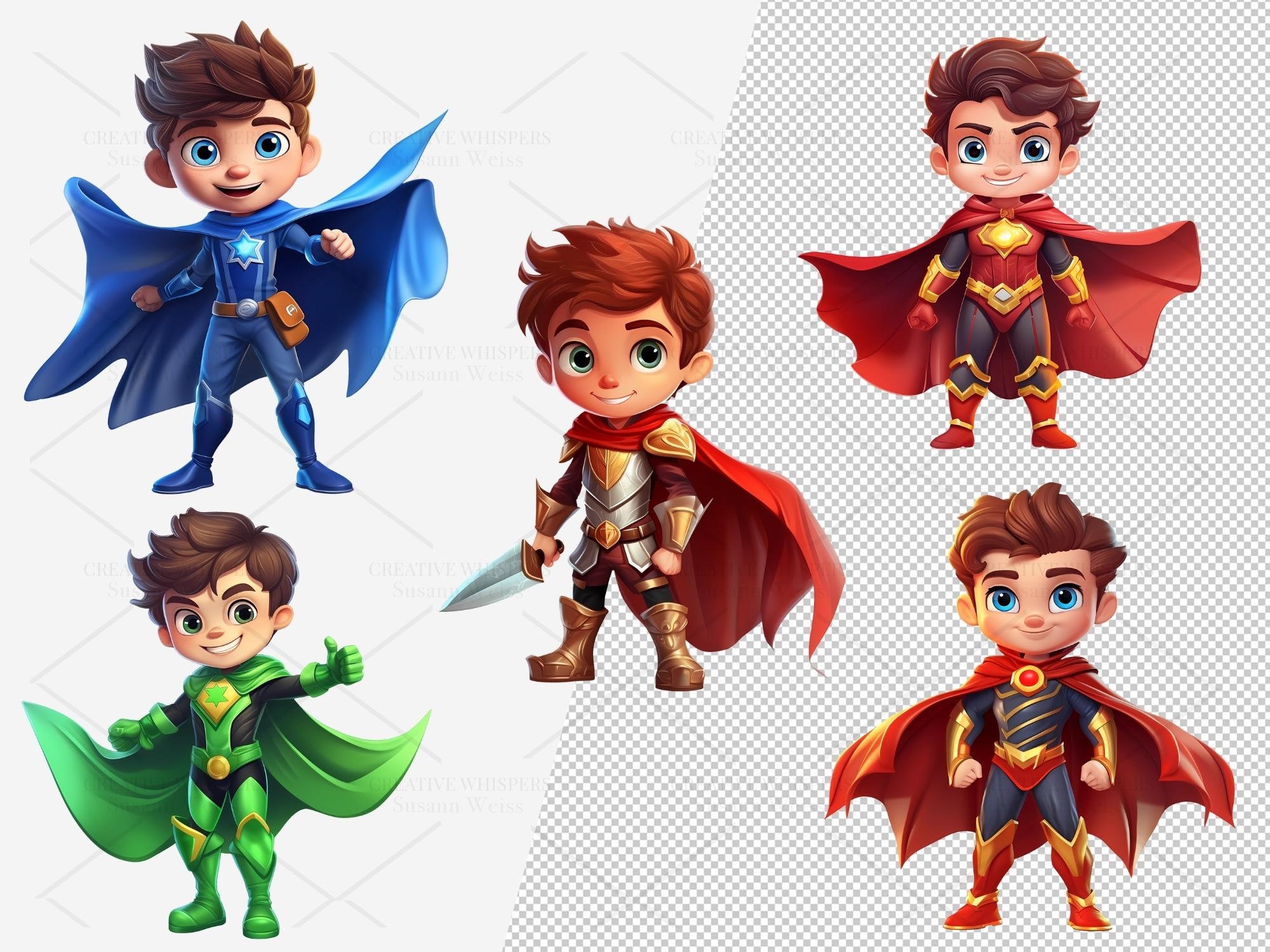 20 Digital Super Hero Clip Art Set, Super Hero Sticker, Sublimation ...