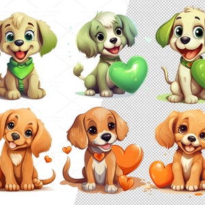 30 Digital Cute Dog Clip Art Set, Cute Dog Sticker, Cute Dog Colorful ...