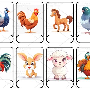 16 Adorable Farm Animal Flashcards for Kids Learning Cards Editable PDF ...
