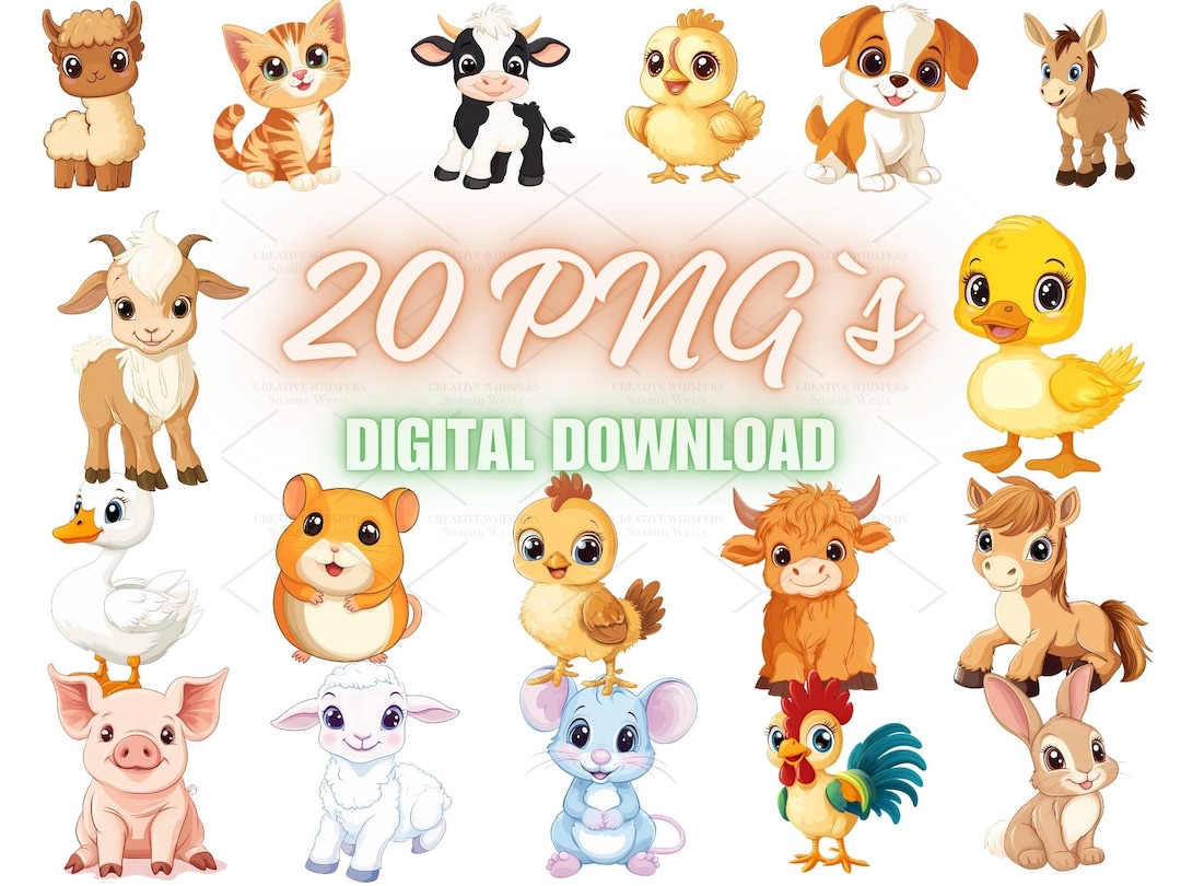 20 Downloadable Cartoon Animal – Cute Animal Illustration for Prints ...