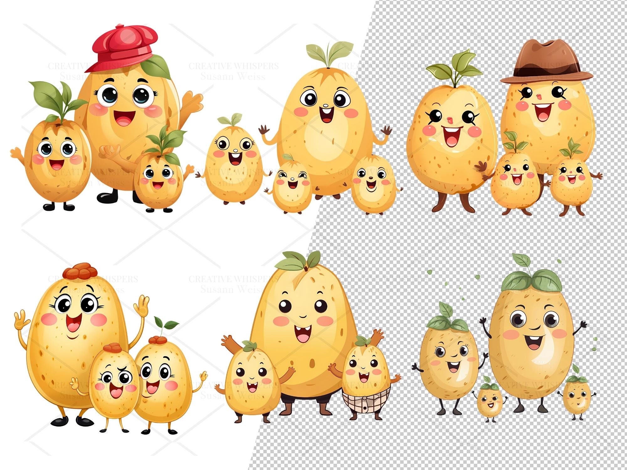 30 Digital Cute Potato Clipart Set, Cute Potato Sticker, Sublimation ...