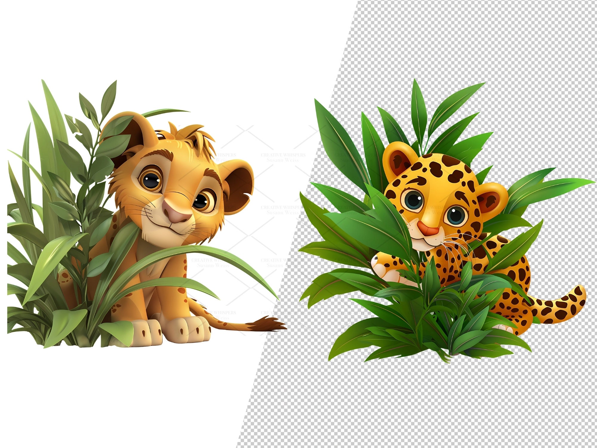 Cute Jungle Animal 3d Clipart Bundle 10 High Quality Pngs, Journaling ...