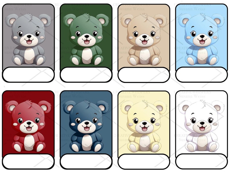 16 Cute Teddy Bear Flashcards for Kids Discover Colors Playfully PDF - Etsy