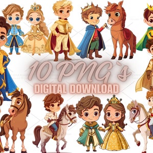 Prince Charming Cartoon Sticker, Clipart Bundle- 10 High Quality Pngs ...