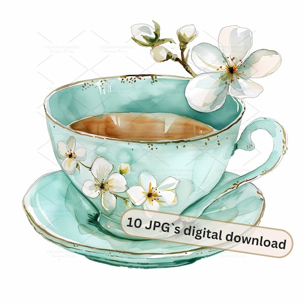 Watercolor Tea Cup Scrapbook Set - Etsy