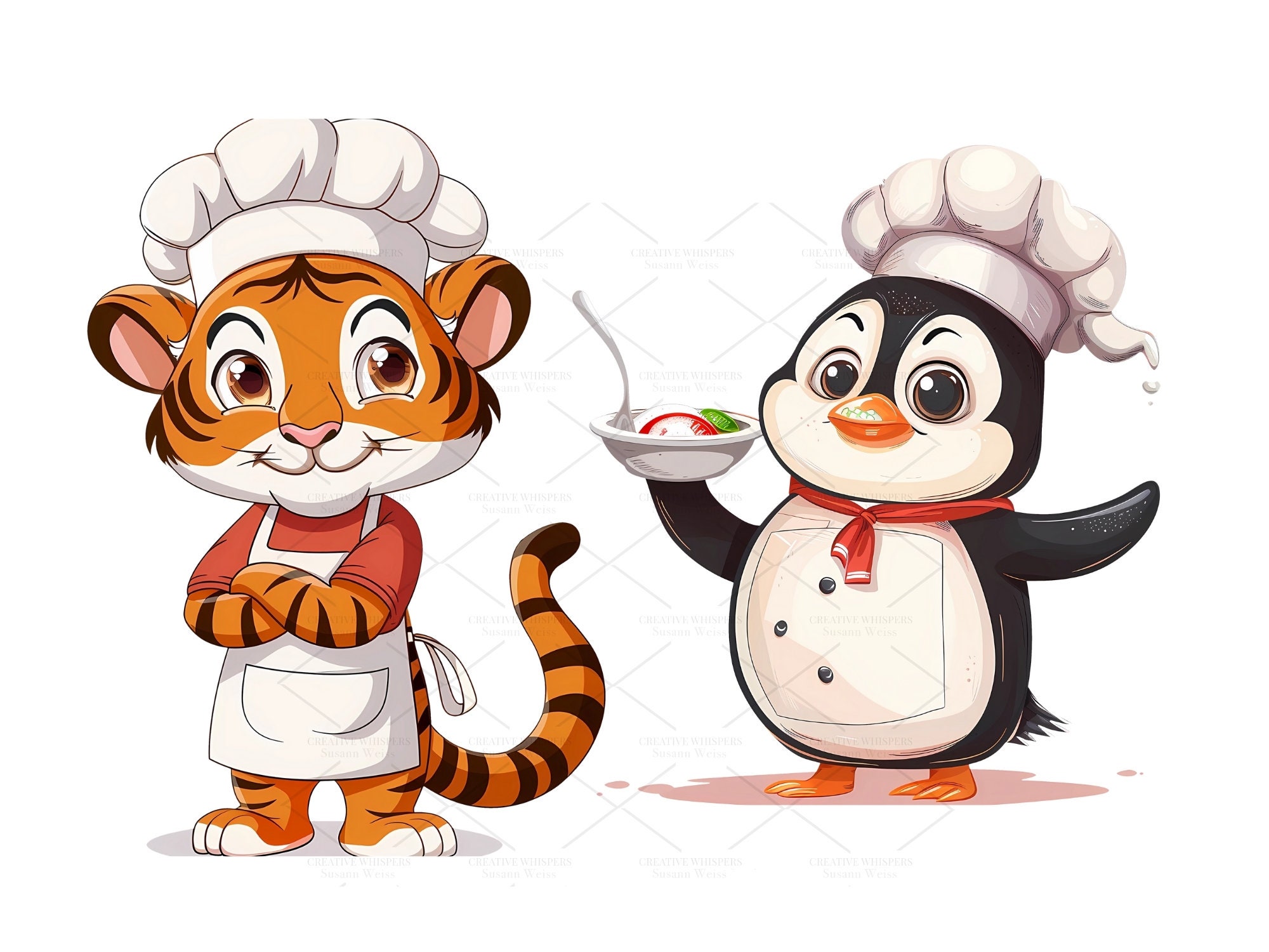 Cute Animal Cook Illustration Clipart Bundle 10 High Quality Pngs ...