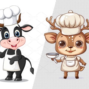 Cute Animal Cook Illustration Clipart Bundle- 10 High Quality Pngs ...