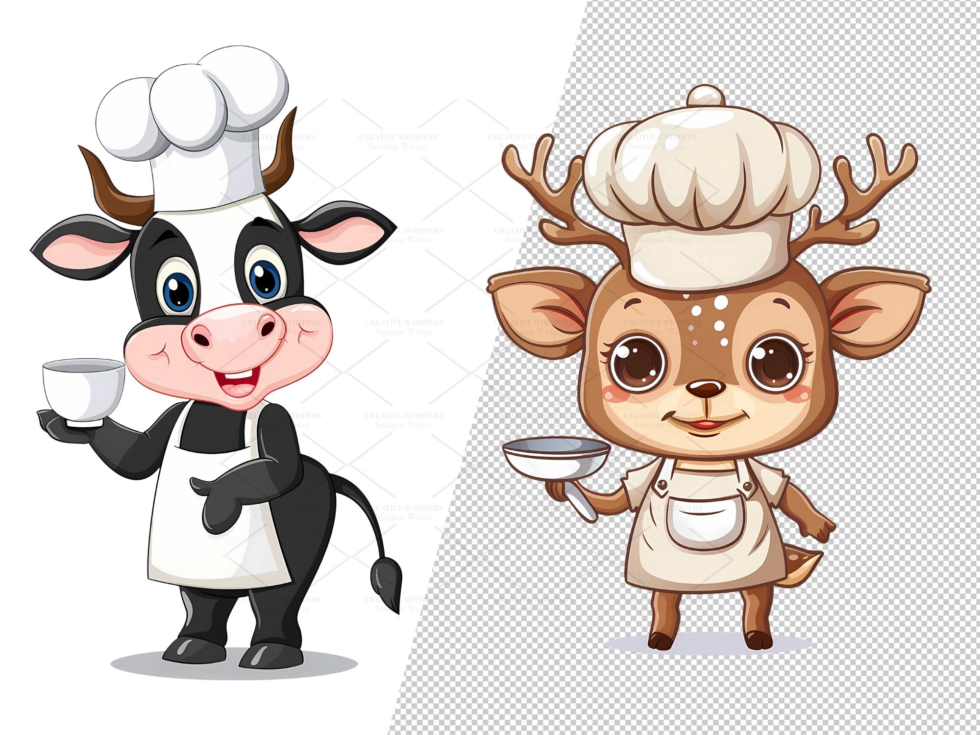 Cute Animal Cook Illustration Clipart Bundle 10 High Quality Pngs ...