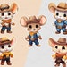 21 Digital Cute Cowboy Mouse Clip Art Set, Cute Cowboy Mouse Sticker ...