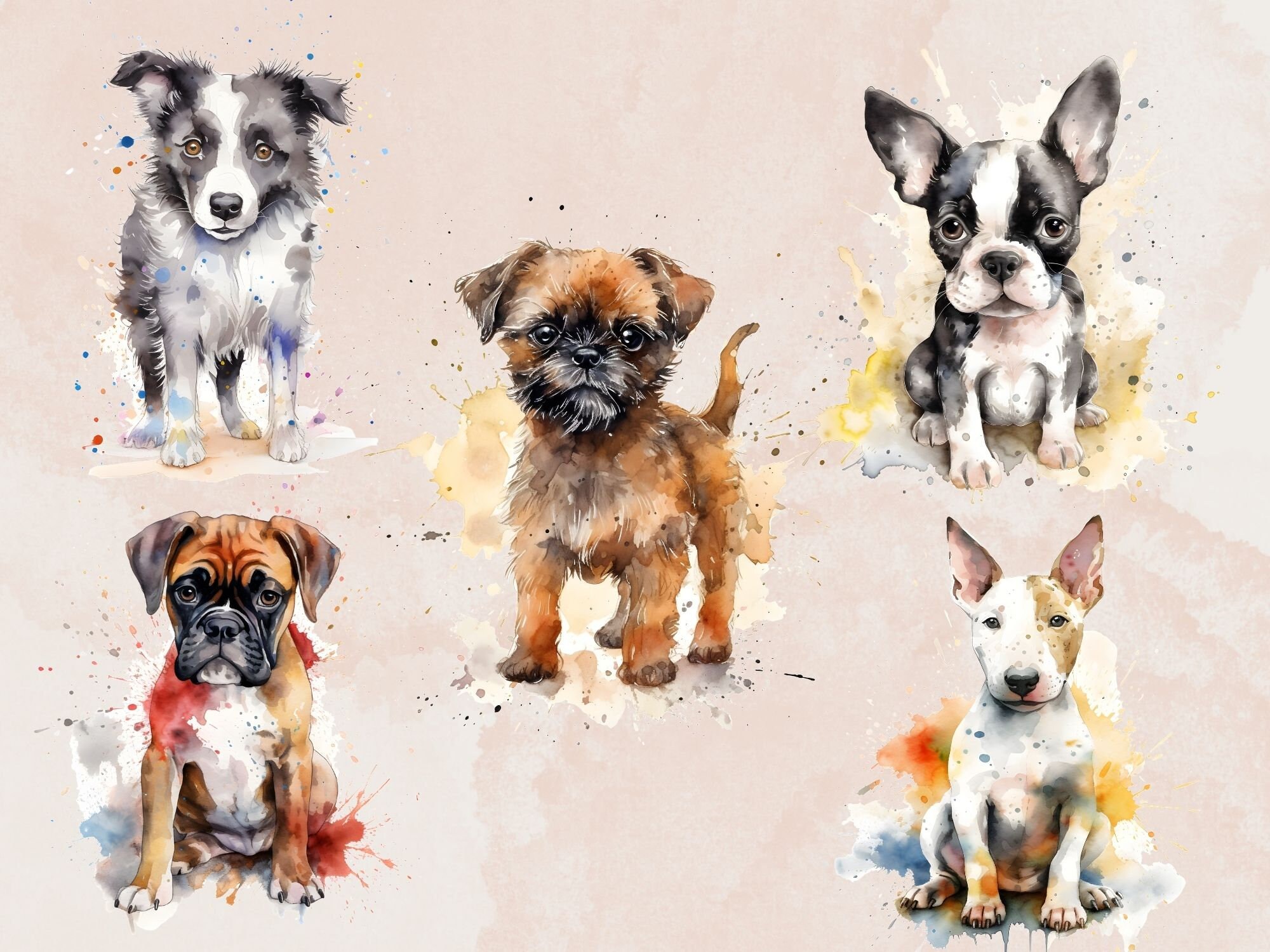 Bring Your Designs to Life With These 19 Cute Dog Watercolor Perfect ...