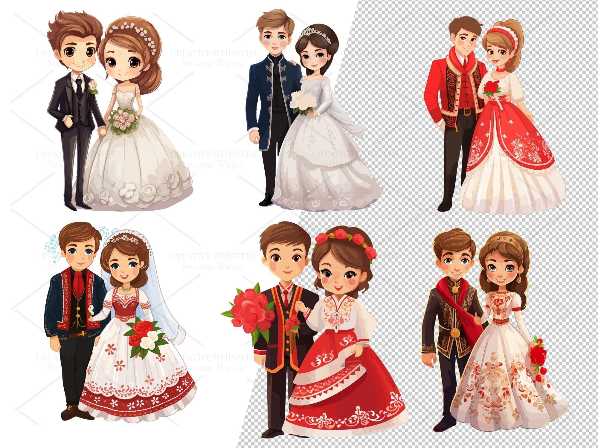 30 Cute Wedding Couple Stickers, Clipart Digital Downloads With ...