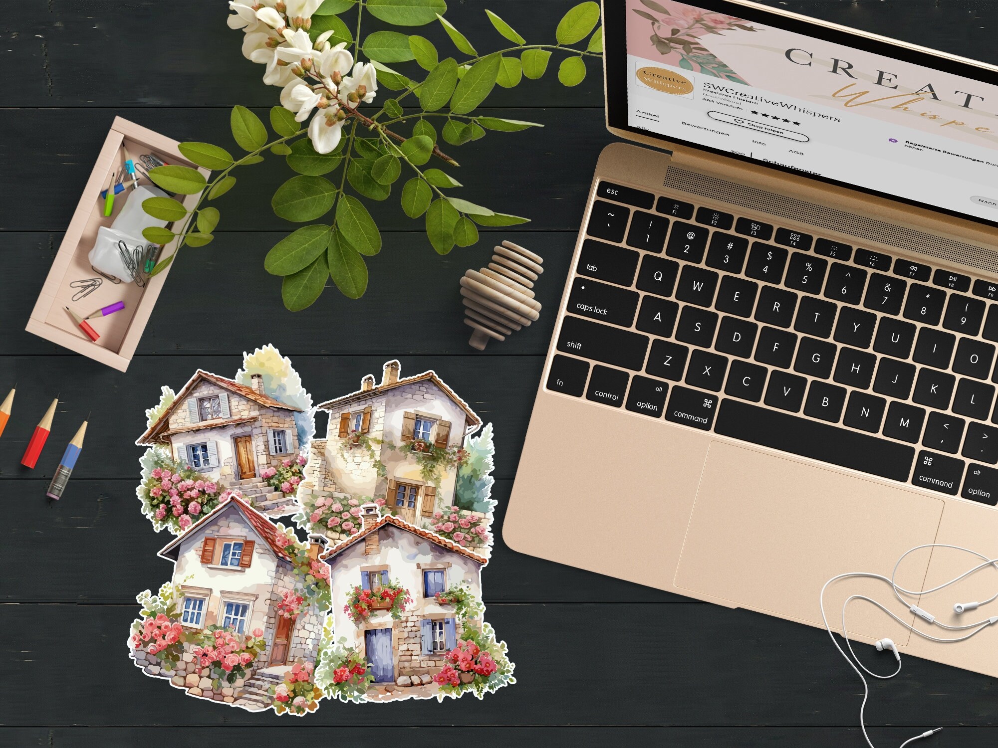 20 Watercolor Vintage Stone House SVG, PNG, Ornament, Clipart Vector ...