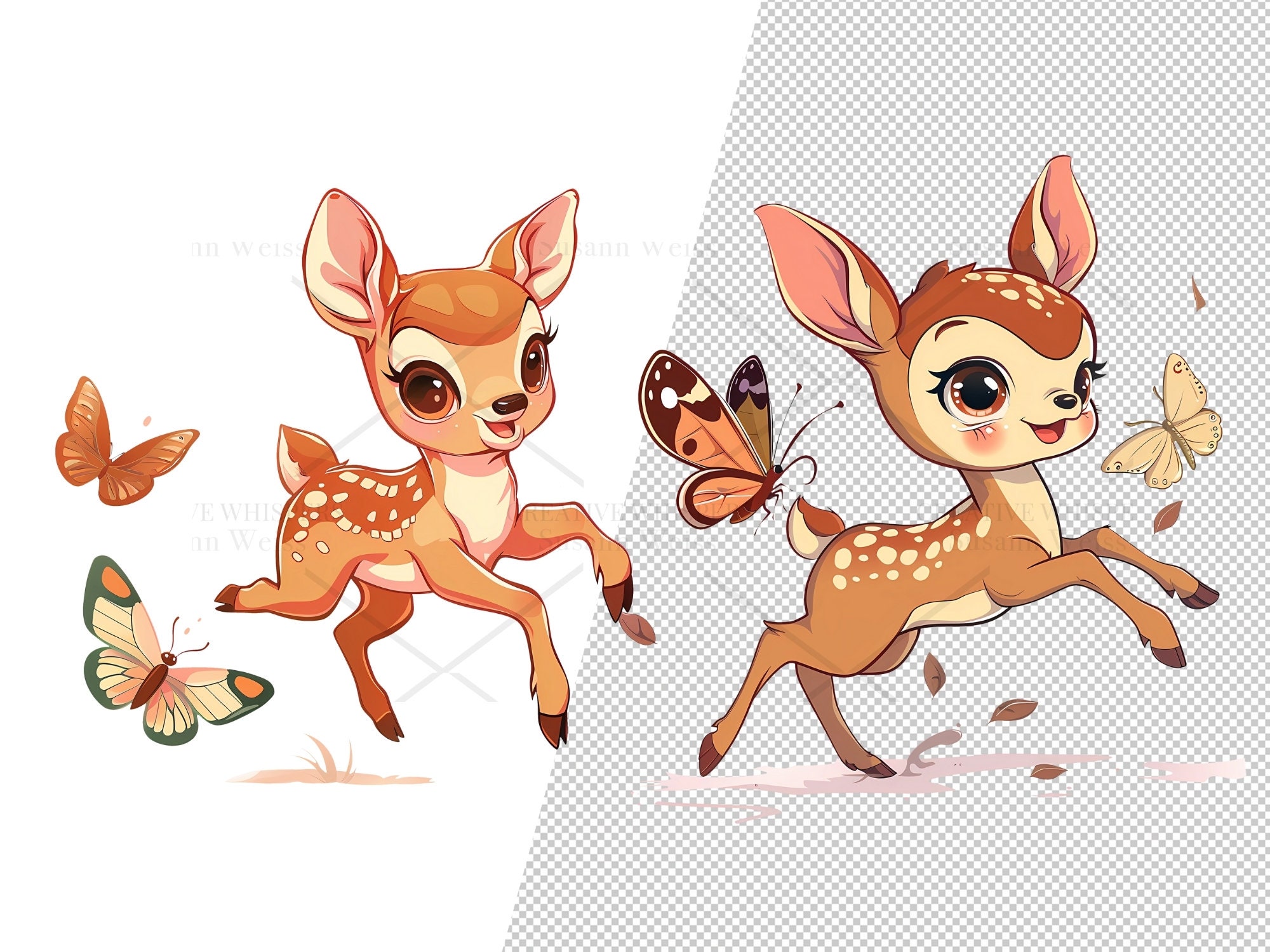 Cute Fawn, Illustration Clipart Bundle 10 High Quality Pngs, Journaling ...