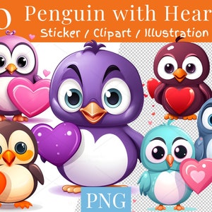 30 Digital Cute Penguin Clip Art Set, Cute Penguin Sticker, Sublimate ...