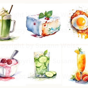38 Digital Set Watercolor Breakfast JPG, 38 Breakfast Bundle, Food ...