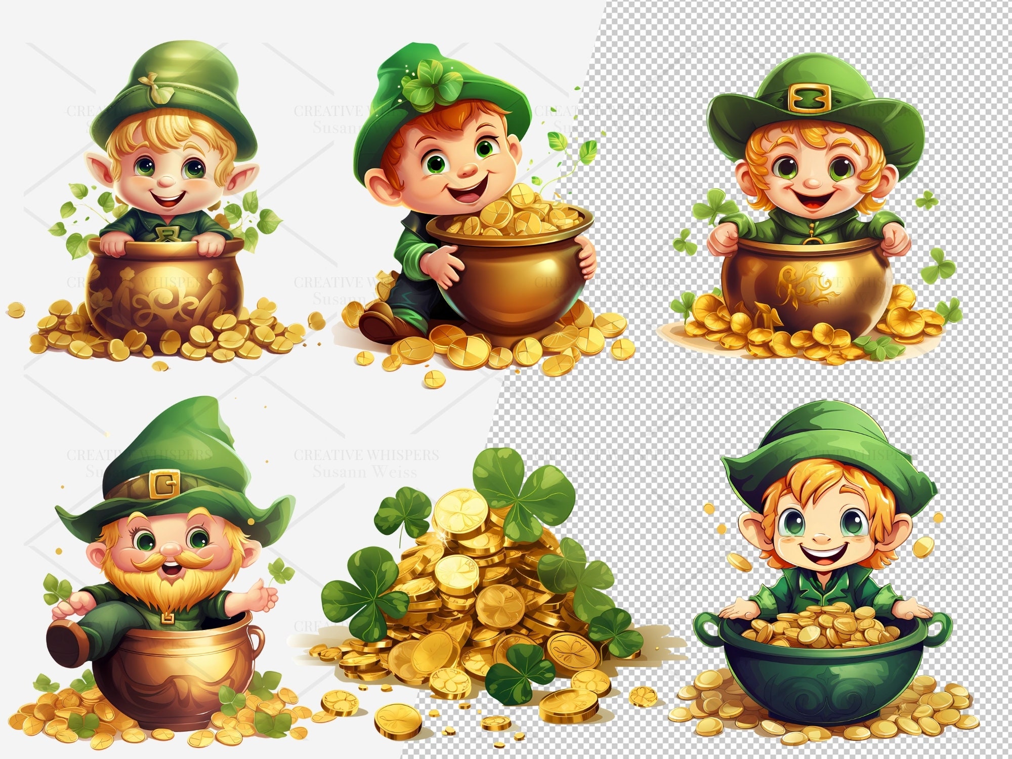 27 Digital Cute St. Patricks Clipart Set, Cute St. Patricks Sticker ...