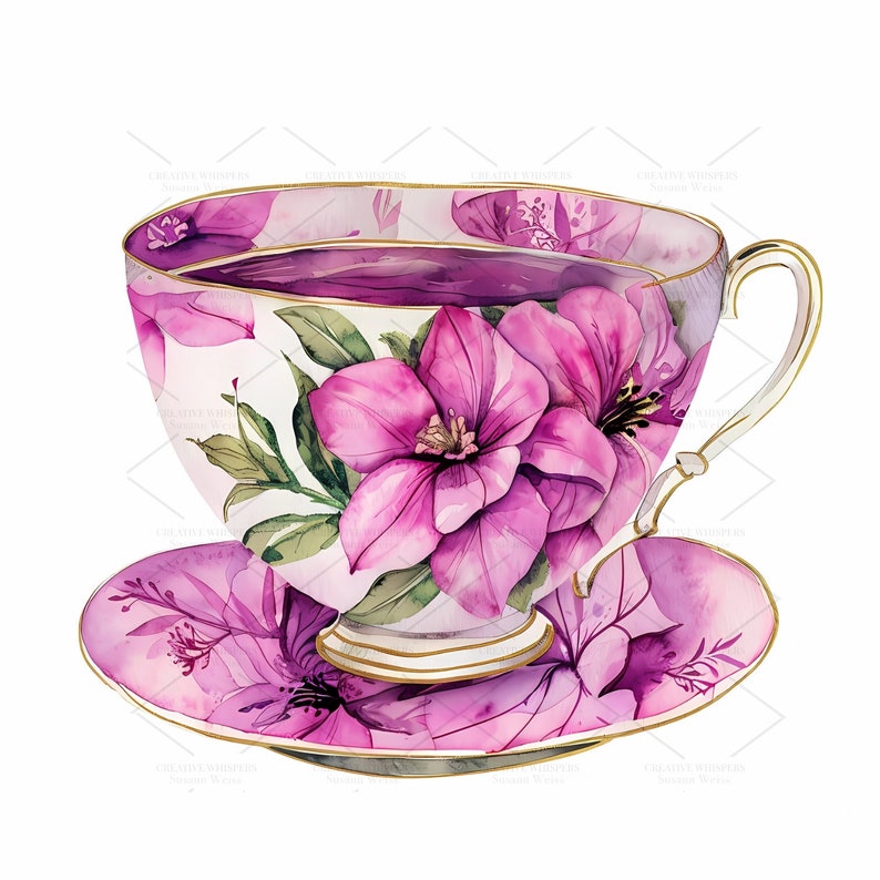 Watercolor Teacup Clipart Bundle: Floral Tea Cup Illustrations (digital ...