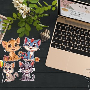 Cute Cat Cartoon, Kitten Sticker, Clipart Bundle- 10 High Quality Pngs ...