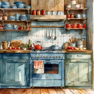 Vintage Kitchen Watercolor Clipart Bundle 10 High Quality Watercolor ...