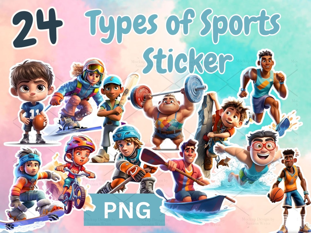 24 Sports Sticker Set, PNG Journaling, Paper Craft, Scrapbooking ...