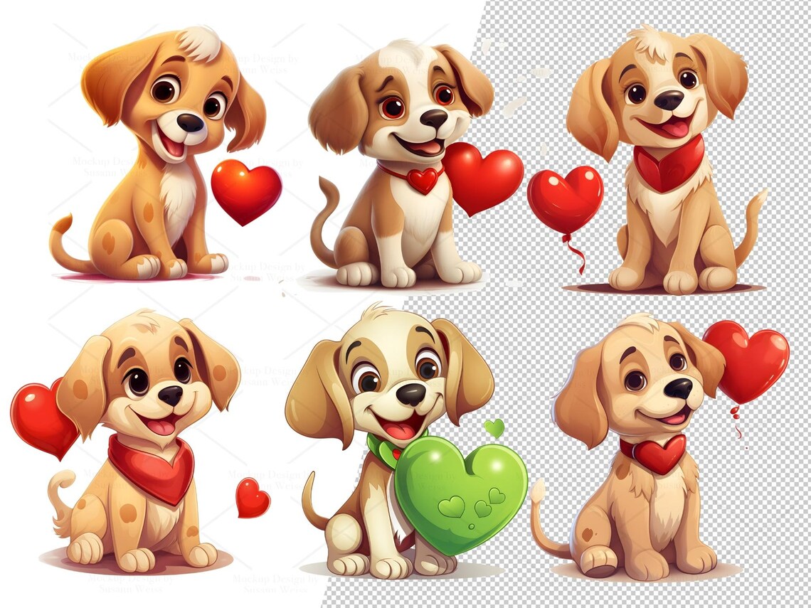 30 Digital Cute Dog Clip Art Set, Cute Dog Sticker, Cute Dog Colorful ...