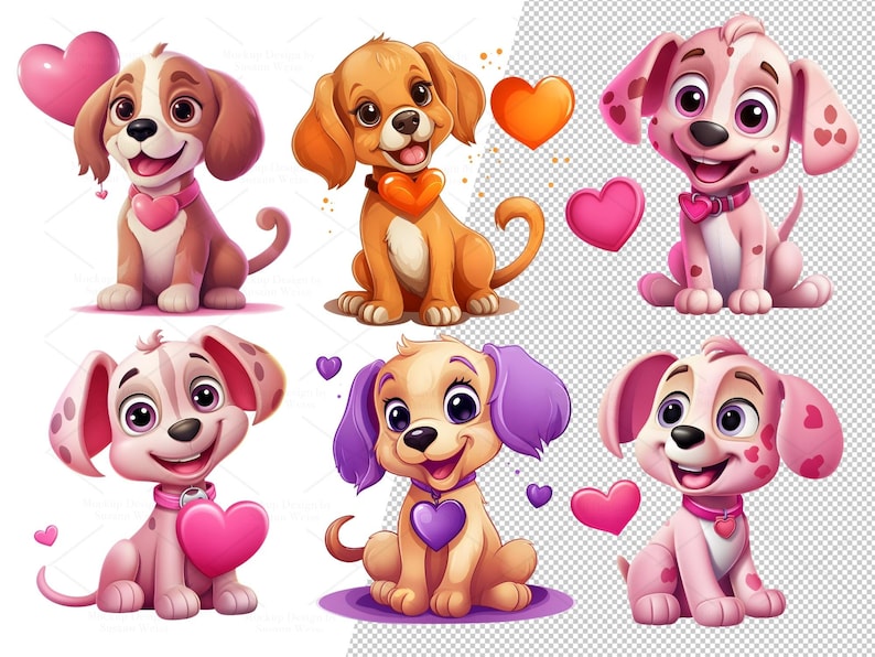 30 Digital Cute Dog Clip Art Set, Cute Dog Sticker, Cute Dog Colorful ...