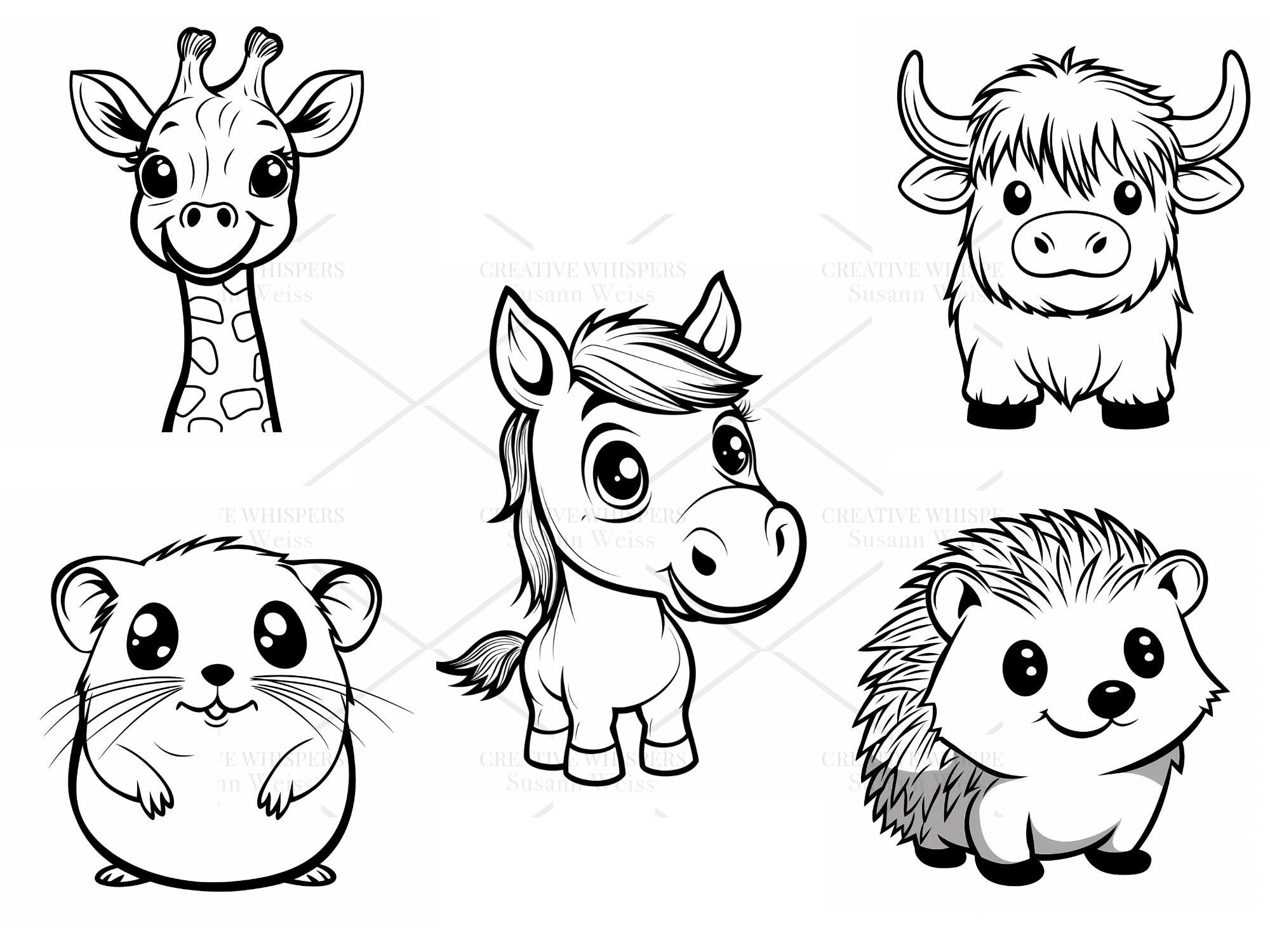 30 Adorable Animal Coloring Pages for Download Perfect for Kids & DIY ...