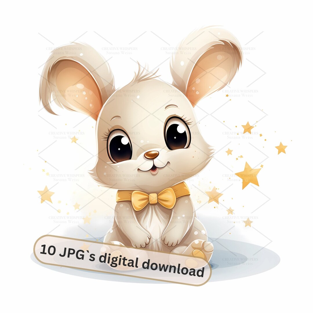 Cute Rabbit With Stars, Bunny Clipart Bundle- 10 High Quality ...