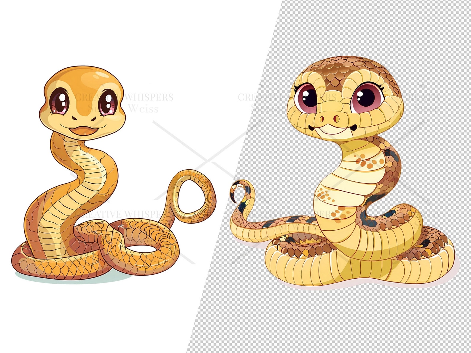 Cute Snake, Illustration Clipart Bundle 10 High Quality Pngs ...