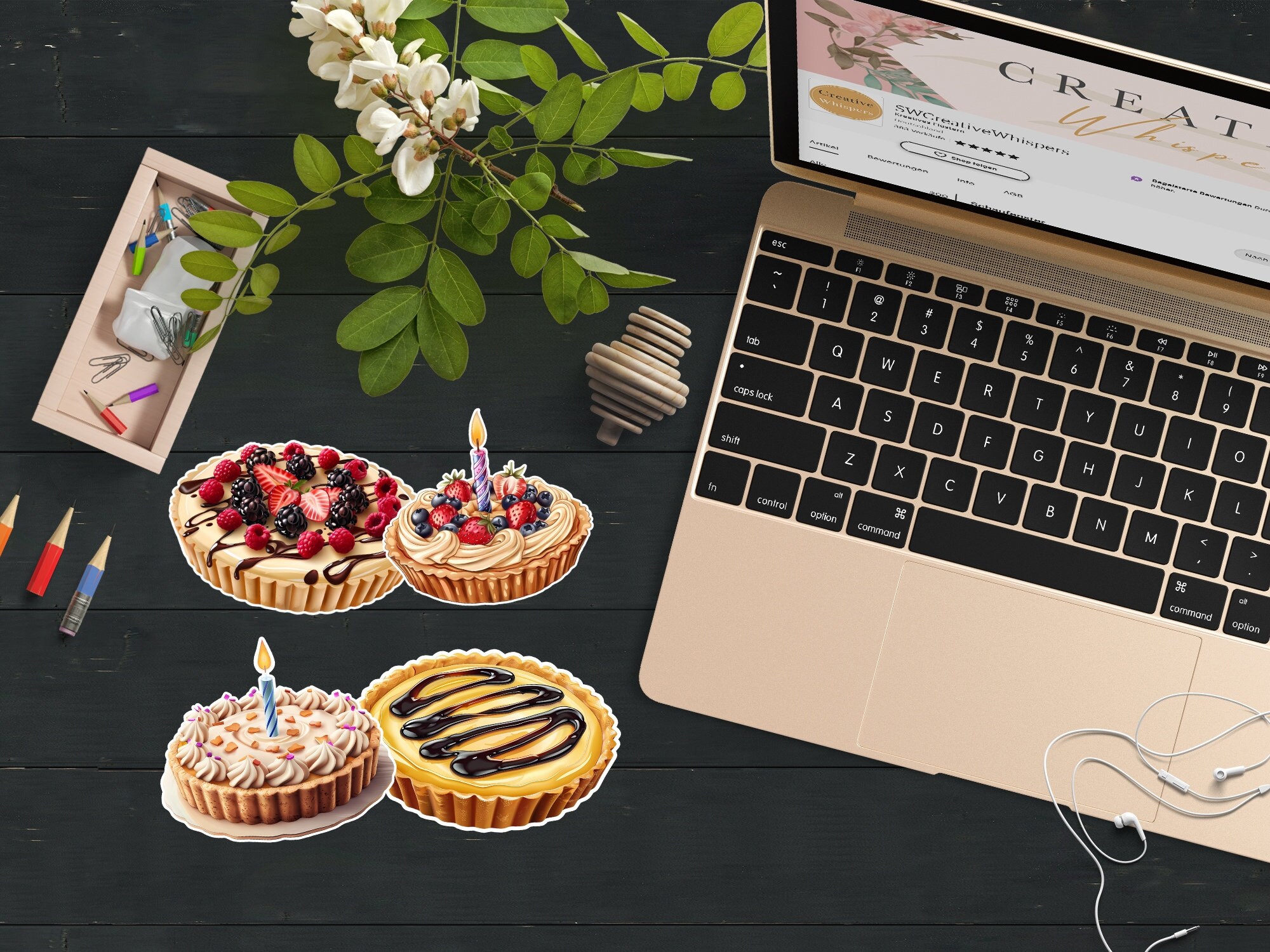 Birthday Tart Cake Illustration Clipart Bundle 10 High Quality Pngs ...
