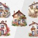 20 Watercolor Vintage Stone House SVG, PNG, Ornament, Clipart Vector ...