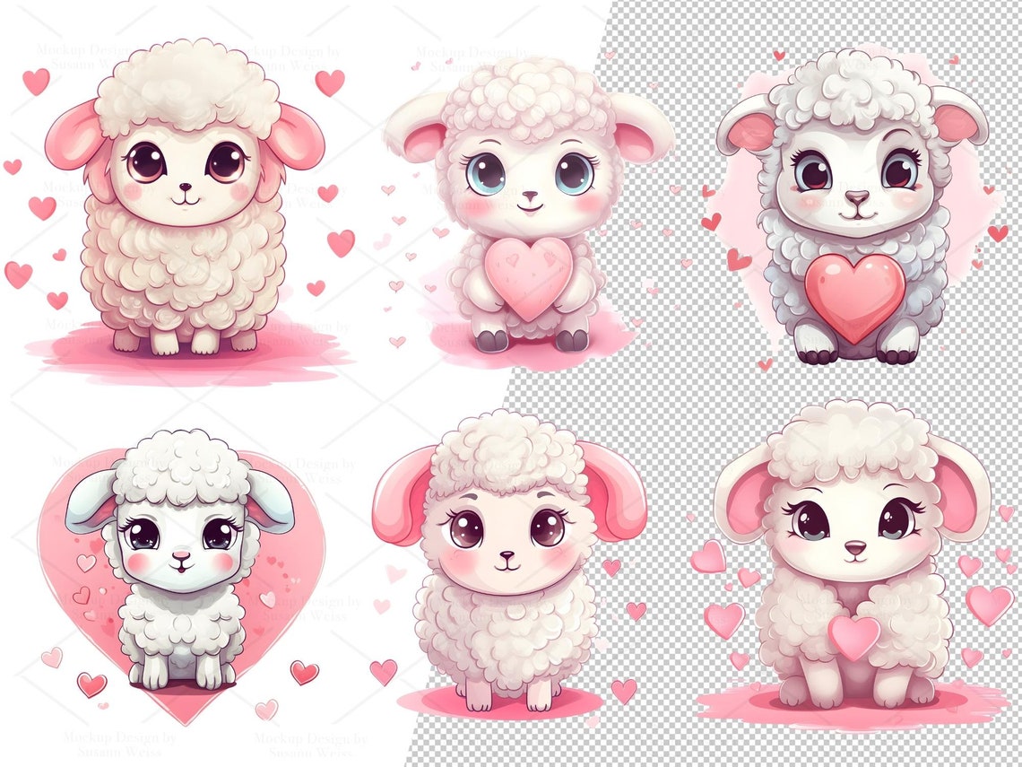 30 Digital Cute Lamb Clipart Set, Cute Lamb Sticker, Cute Lamb ...