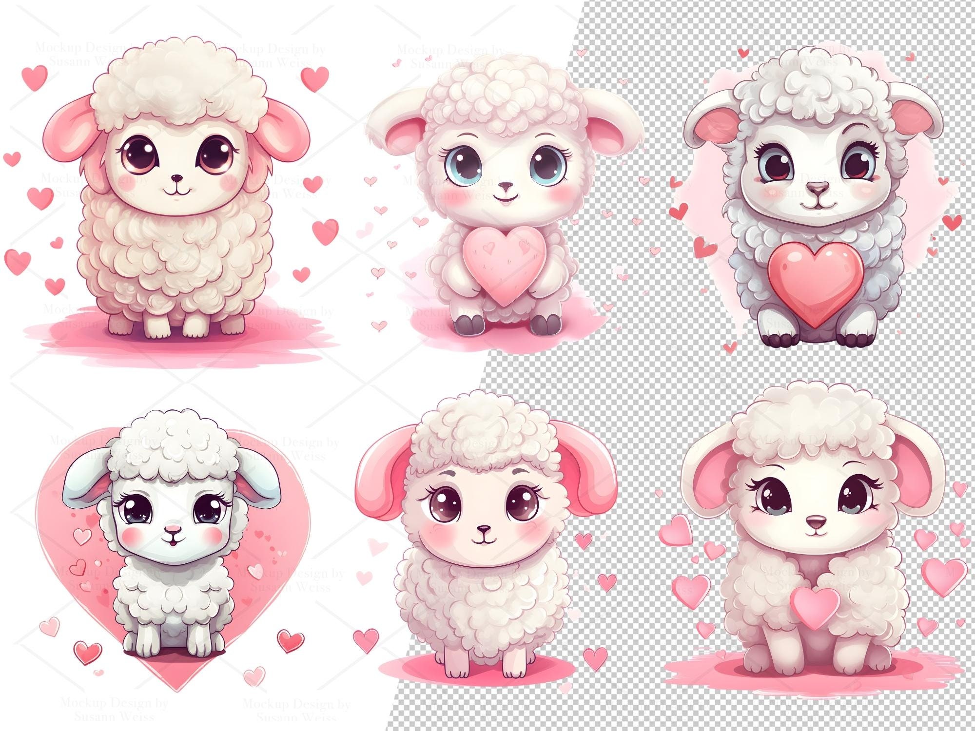 30 Digital Cute Lamb Clipart Set, Cute Lamb Sticker, Cute Lamb ...