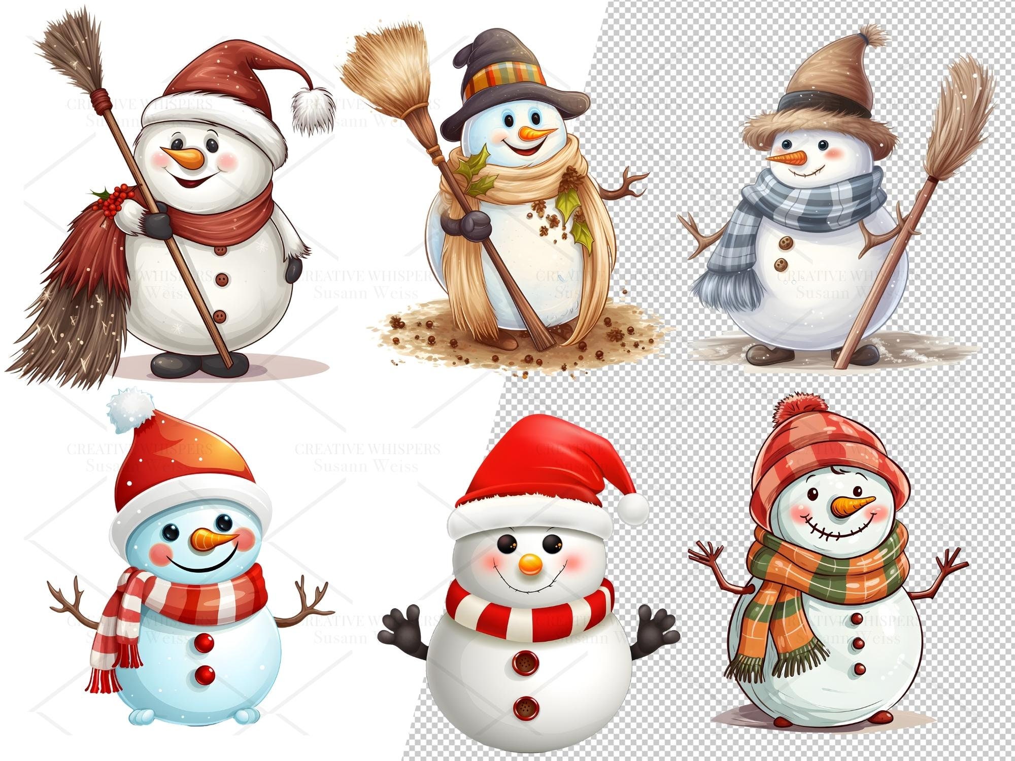30 Snowman Clip Art Set, (digital Download), Winter Watercolor Snowmen ...