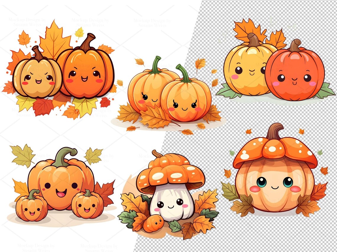 30 Digital Cute Autumn Sticker Clip Art Set, Cute Autumn Sticker ...