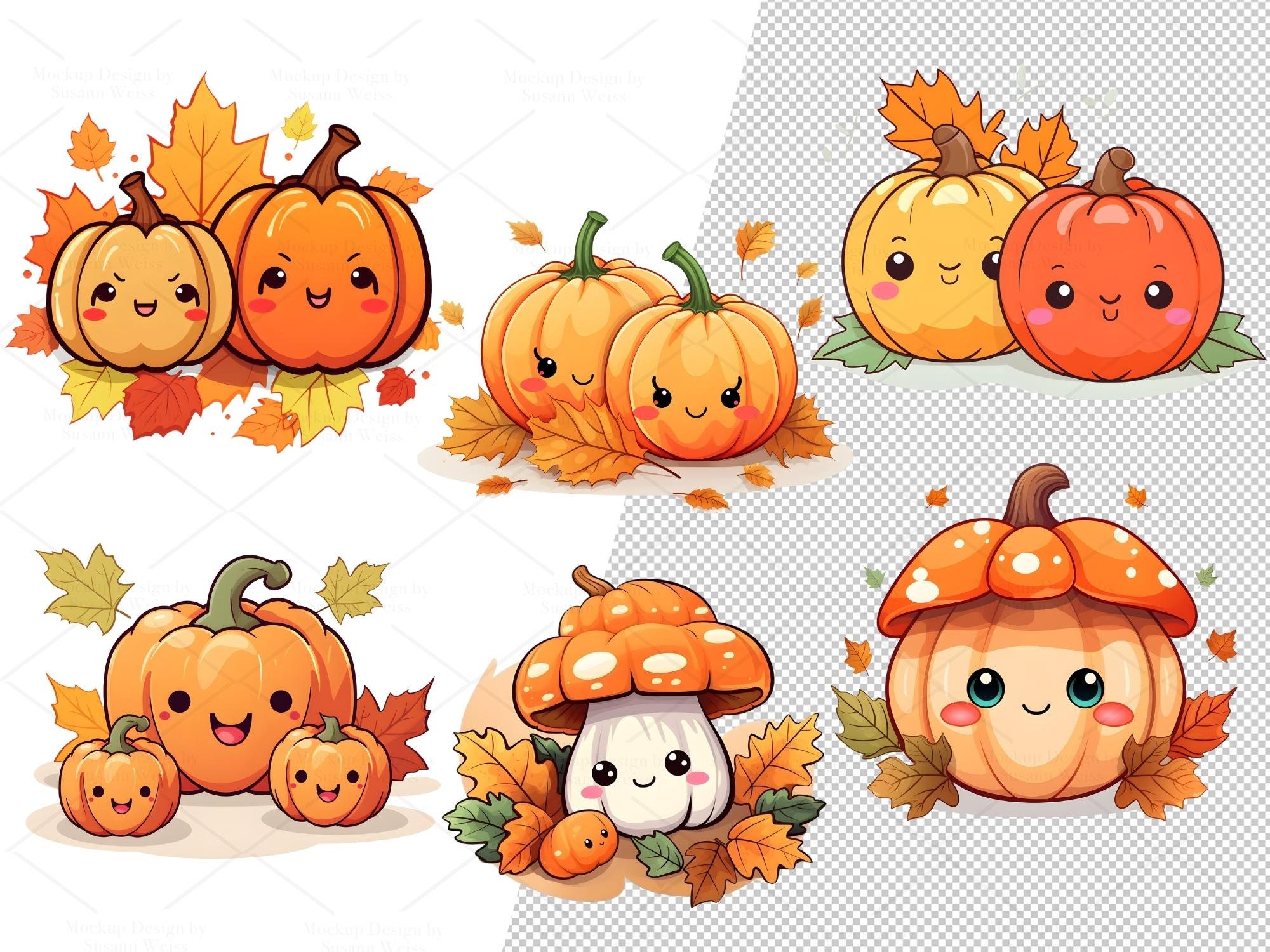 30 Digital Cute Autumn Sticker Clip Art Set, Cute Autumn Sticker ...