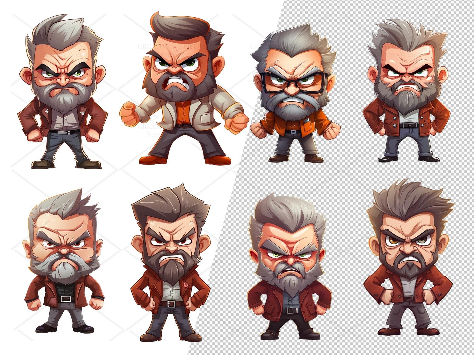 32 Angry People Clipart – Cute Mad Characters PNG Bundle – Funny ...