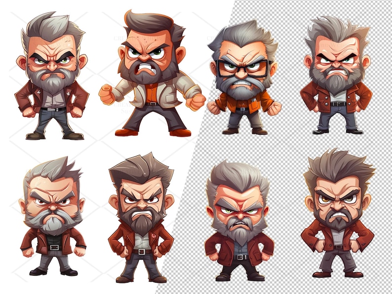 32 Angry People Clipart – Cute Mad Characters PNG Bundle – Funny ...