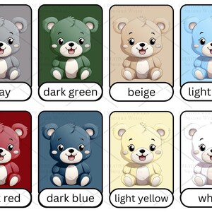 16 Cute Teddy Bear Flashcards for Kids Discover Colors Playfully PDF - Etsy