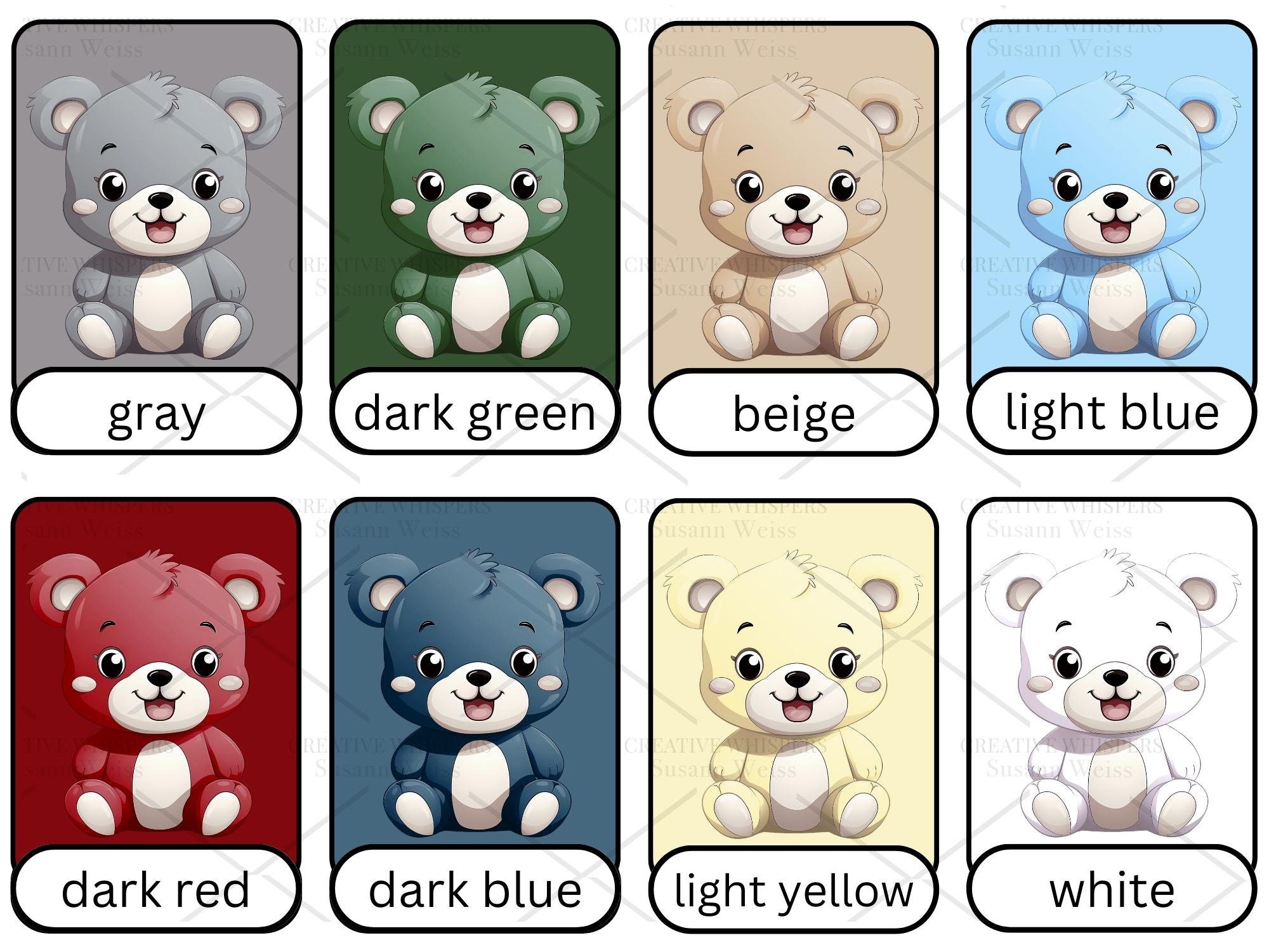 16 Cute Teddy Bear Flashcards for Kids Discover Colors - Etsy Canada