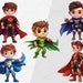 20 Digital Super Hero Clip Art Set, Super Hero Sticker, Sublimation ...