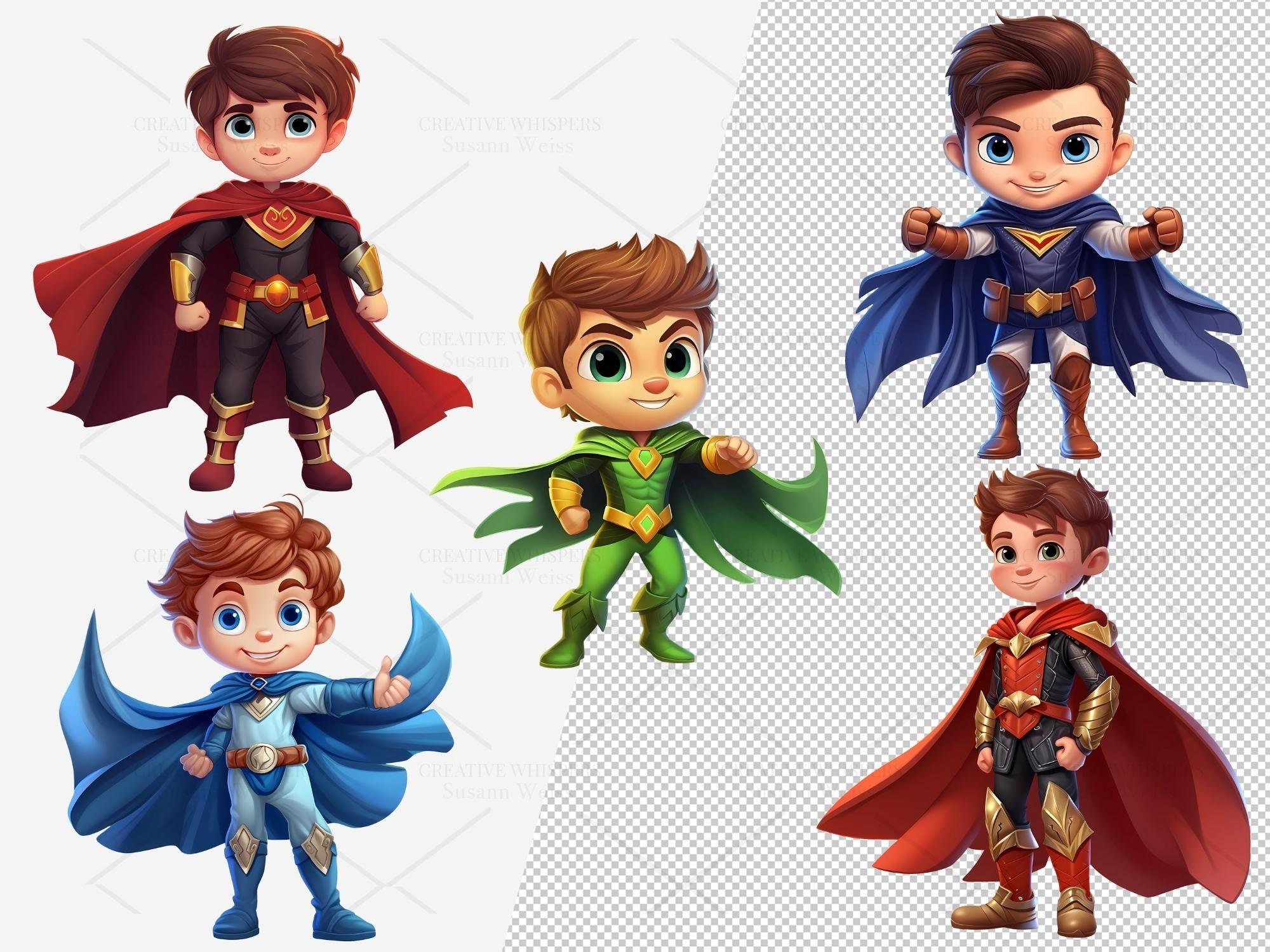 20 Digital Super Hero Clip Art Set, Super Hero Sticker, Sublimation ...