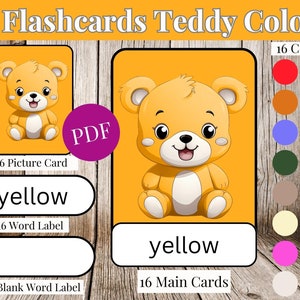 16 Cute Teddy Bear Flashcards for Kids Discover Colors Playfully PDF - Etsy