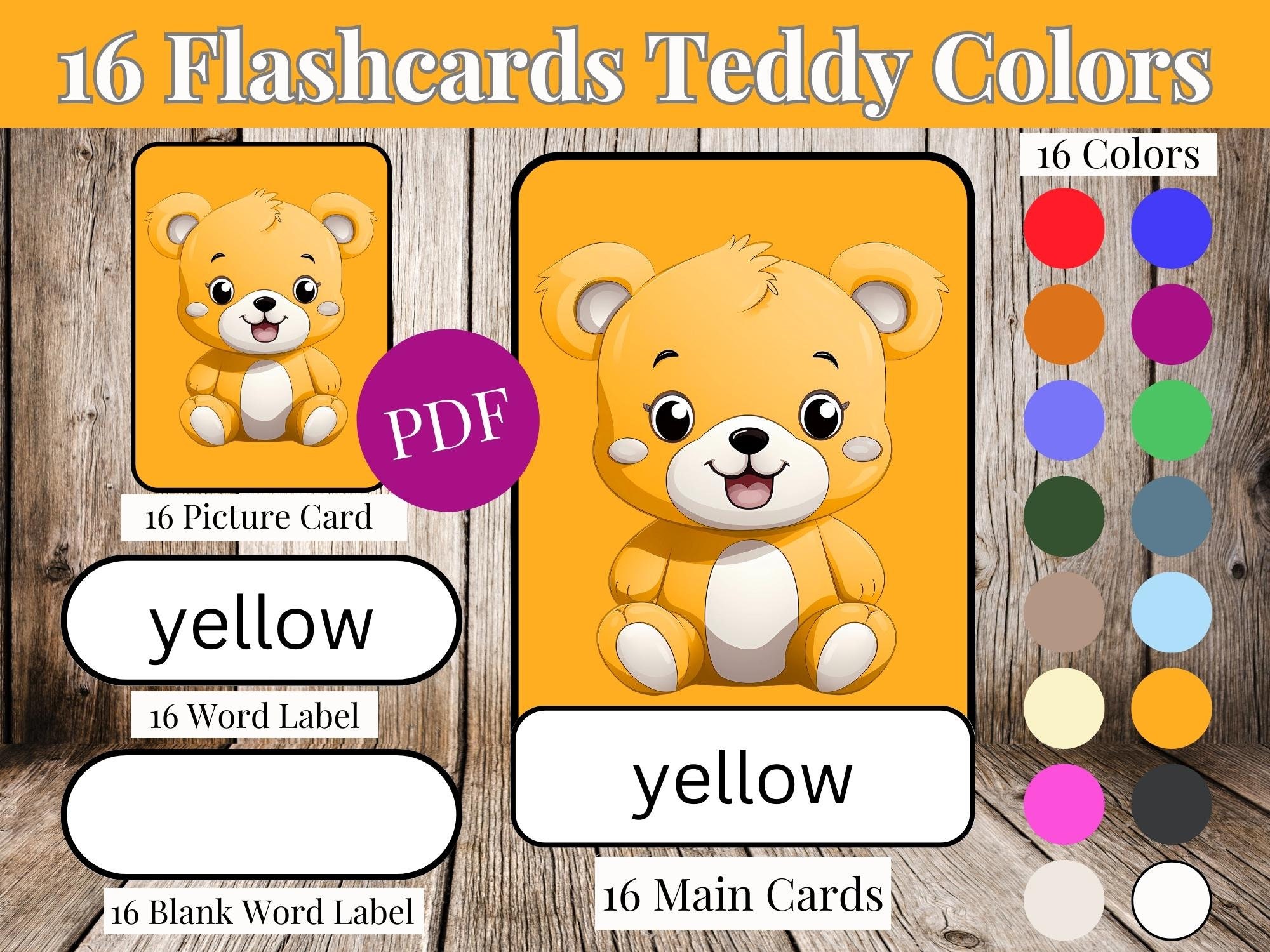 16 Cute Teddy Bear Flashcards for Kids Discover Colors - Etsy Canada